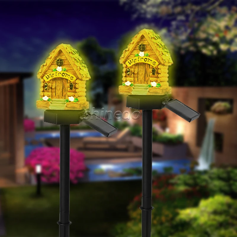 Cartoon Solar Resin House Ground Insert Lights Outdoor Waterproof Led ...