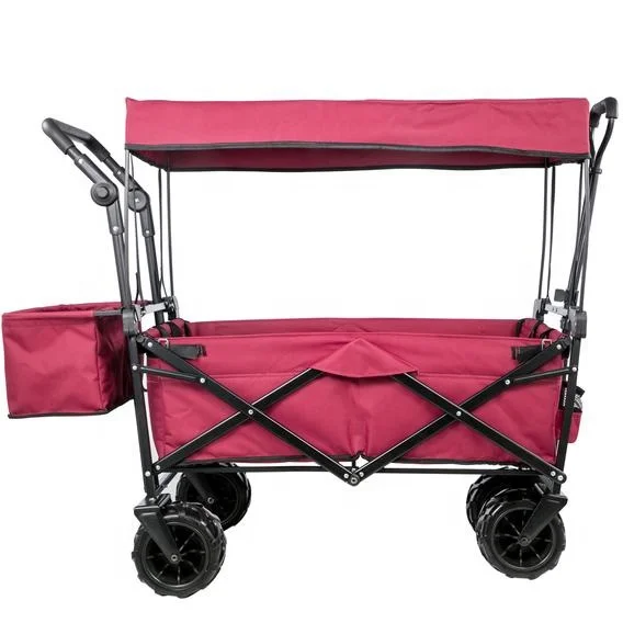 All-terrain Folding Trolly Trolley Cart Wagon With Canopy And Wide ...