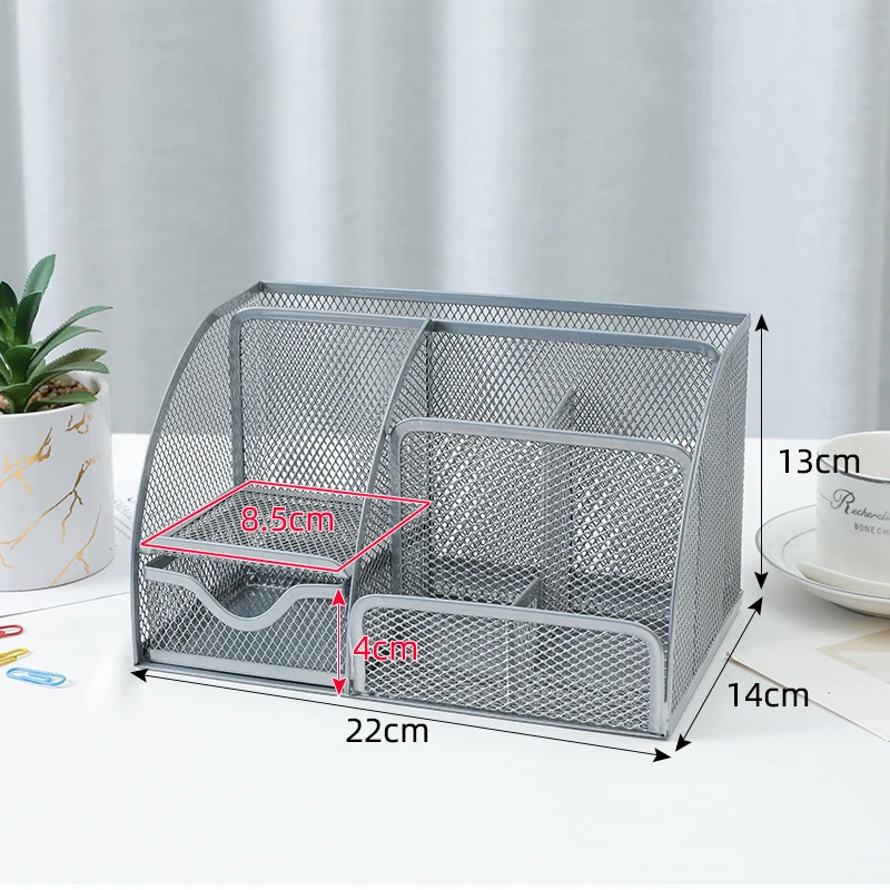 Office Home School Metal Mesh Desktop Desk Organizer with 6 ...