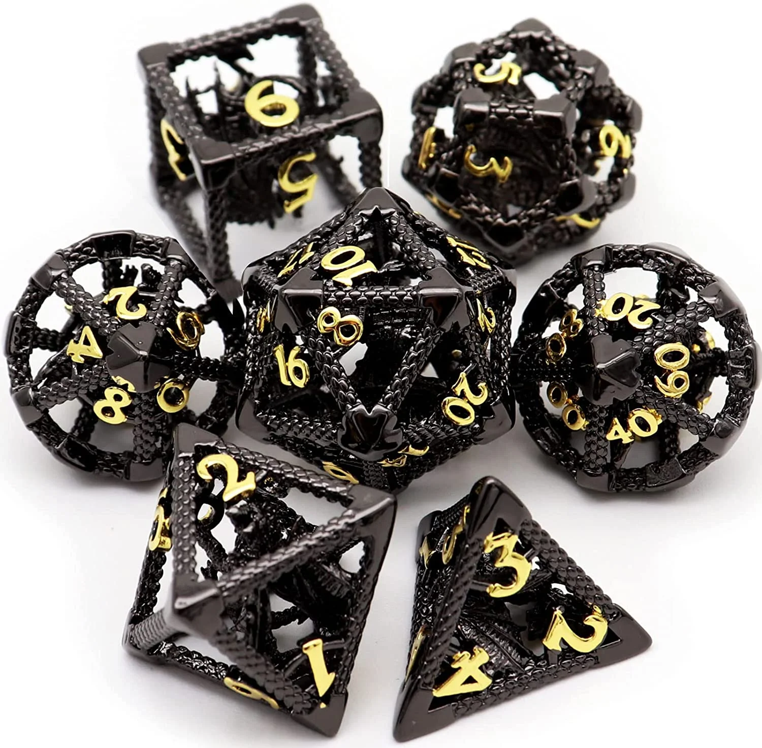 Checkerboard Game Dnd Polyhedral Hollow Gear Metal Rpg Dice Set Custom ...