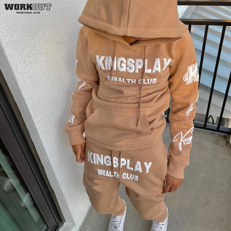 Custom Logo 3d Puff Print Cotton Hoodie And Sweatpants Sweatsuit Sweat ...