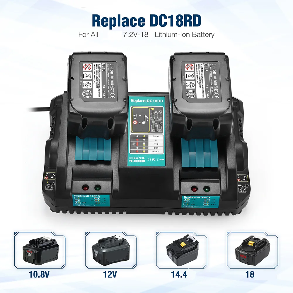 18volt 18650 Replacement Battery 5500mah Rechargeable Lithium Ion Power Tool Battery Set For ...