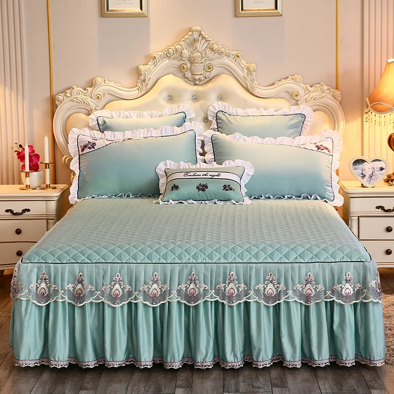 Royal Winter Smooth Fabric Bed Cover Skirt Set,European Girl Princess ...