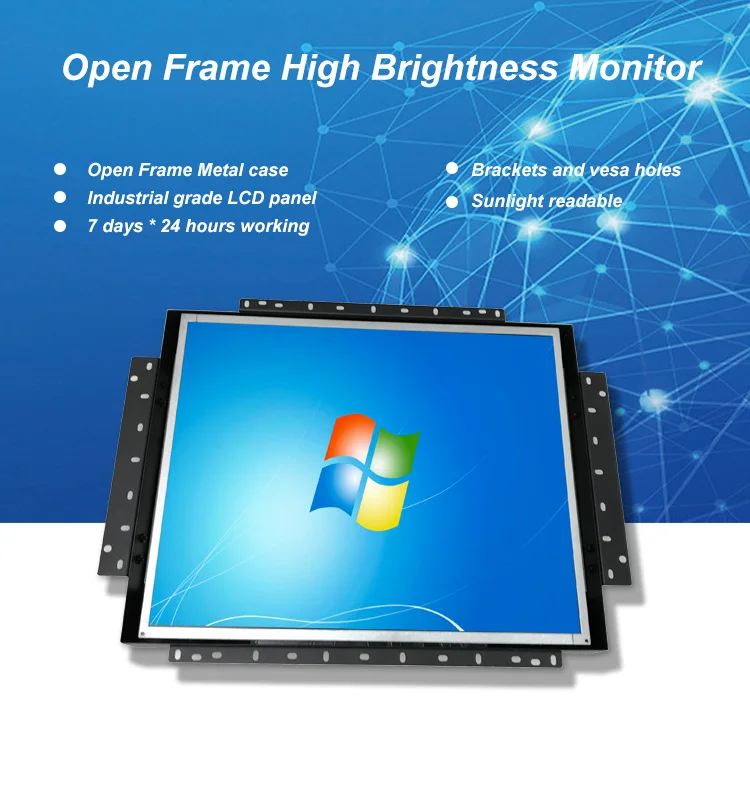 1000 Nits Open Frame 17 Inch High Brightness Lcd Kiosk Monitor With Vga ...