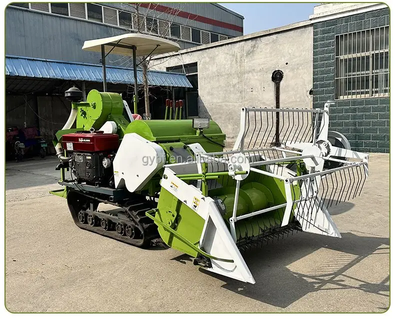 Small Plot Track Type Combine Harvester Wheat Rice Manual Grain ...