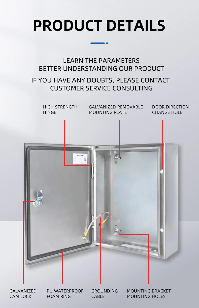 IP66 Outdoor Metal Box Enclosure Iron / Stainless Steel Distribution ...