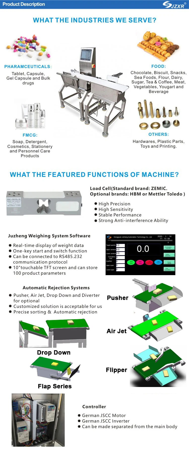 Juzheng Automatic Weight Checker Machine for Production Line