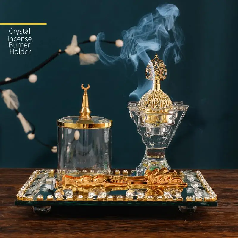 Qian Hu 2021 New Arrived Luxury Bakhoor Crystal Incense Burner Holder ...