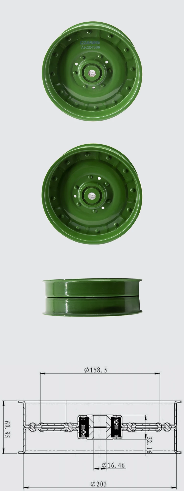 Idle Pulley Rotary Screen Center Sheave for John Deere D Combine