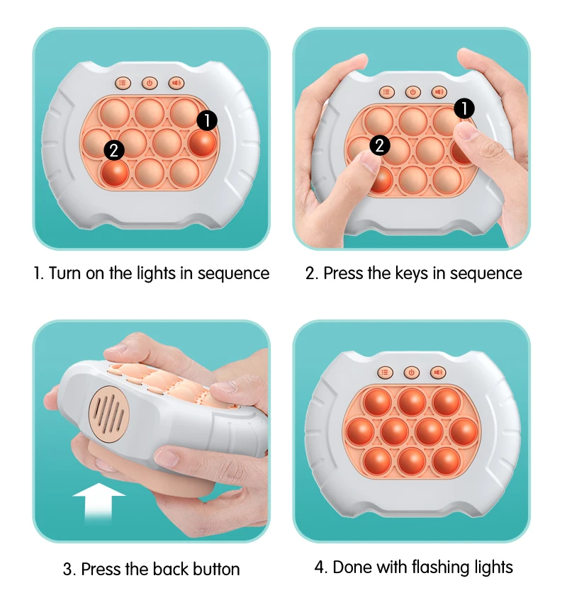 Electronic Handheld Fidget Toys Light Up Quick Push Puzzle Game Sensory ...