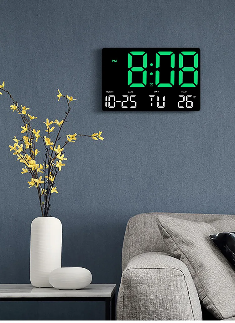 Large Digital Wall Clock with Big LED Screen Display Temperature for ...