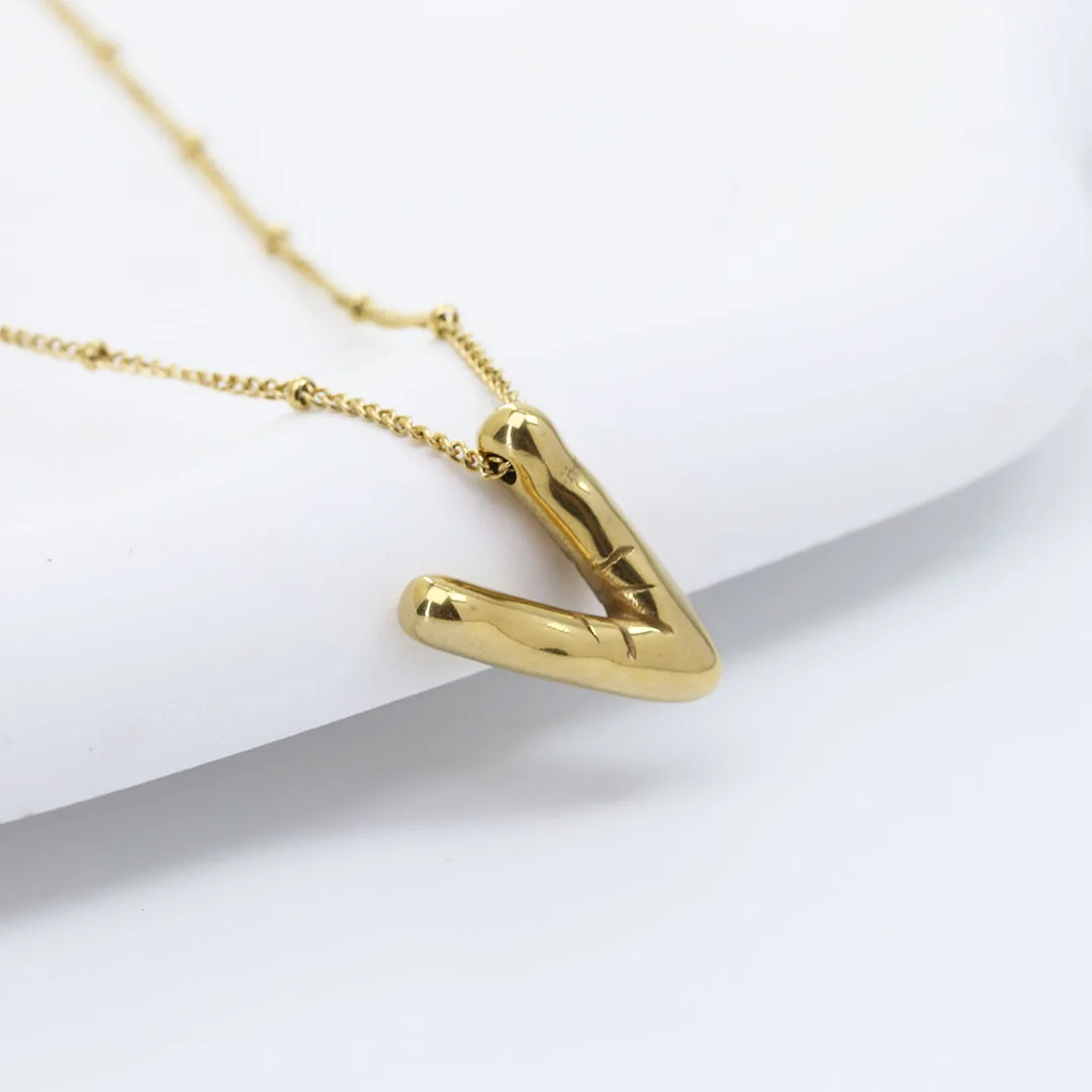 Bubble Letter Necklace Initial Puff Pendant 3d Balloon Charm Jewelry ...