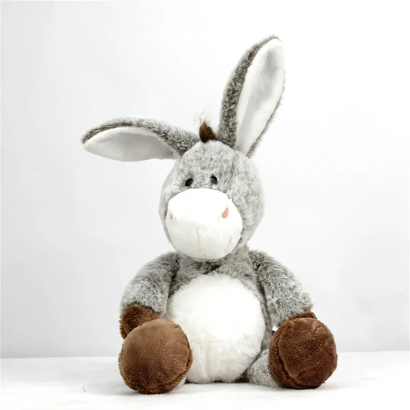10" Stuffed Grey/brown Donkey Plush Dolls In Sitting Style - Buy 10 ...