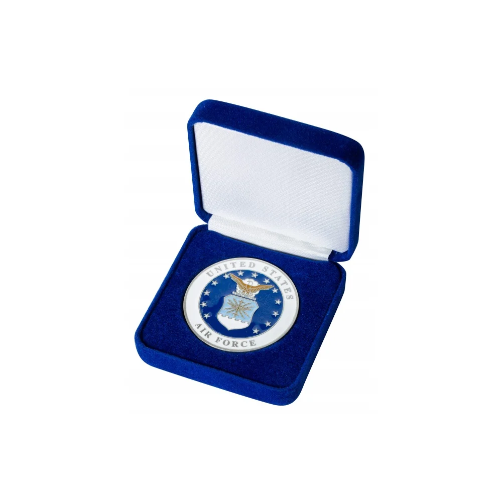 45mm Challenge Coin Presentation Display Box Blue Velvet Coin Souvenir ...