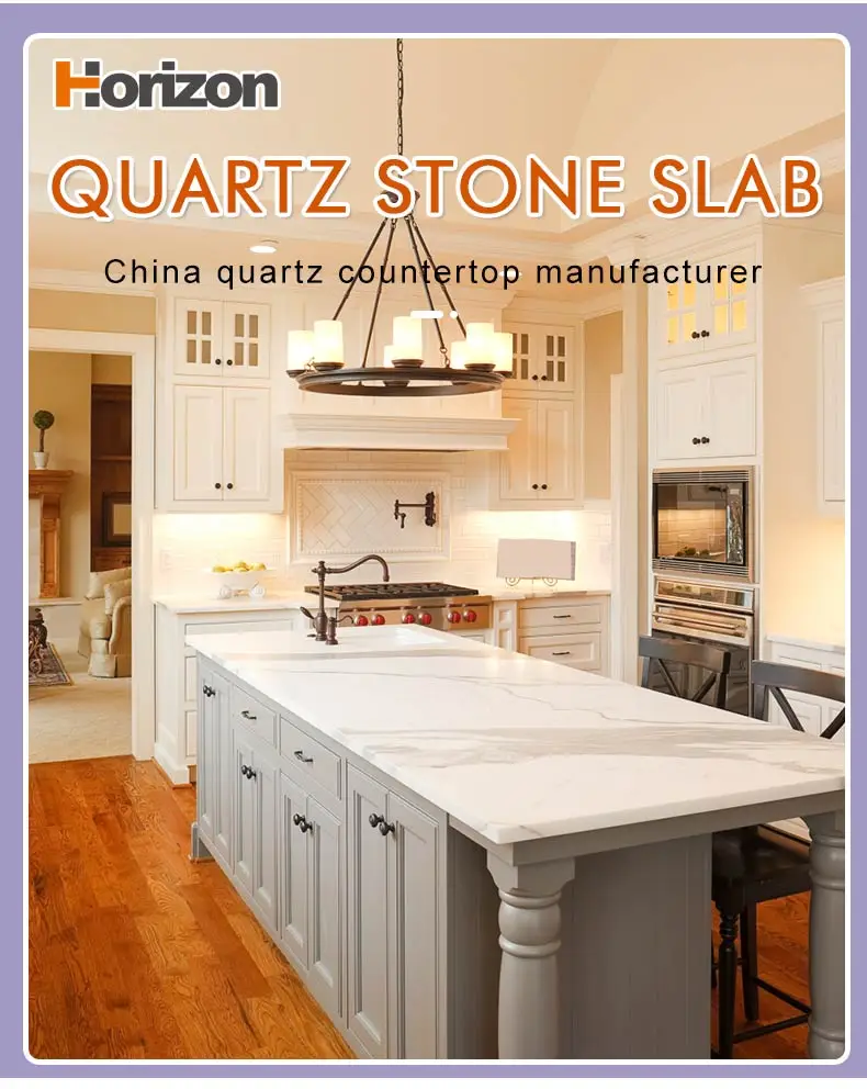Horizon Artificial Quartz Jade White Quartz Slab Countertop Quartz ...