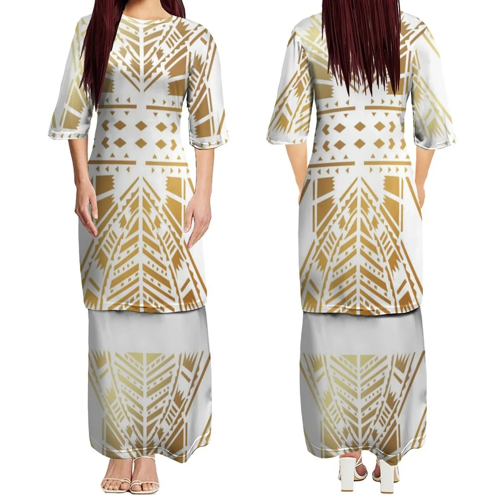 Wholesale Custom Polynesian Tribal Samoan Puletasi Set Ptaha O Neck Top ...