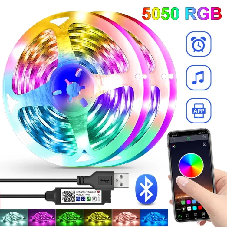 Smart 2m 5m 10m Rgb Led Strip Light 5v Usb Remote Bluetooth App ...