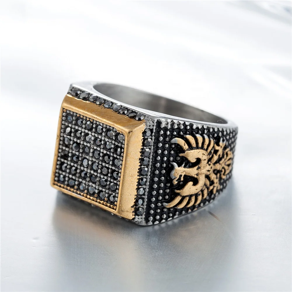 Alibaba.com: MECYLIFE Black Zircon Stone Phoenix Ring Stainless Steel ...