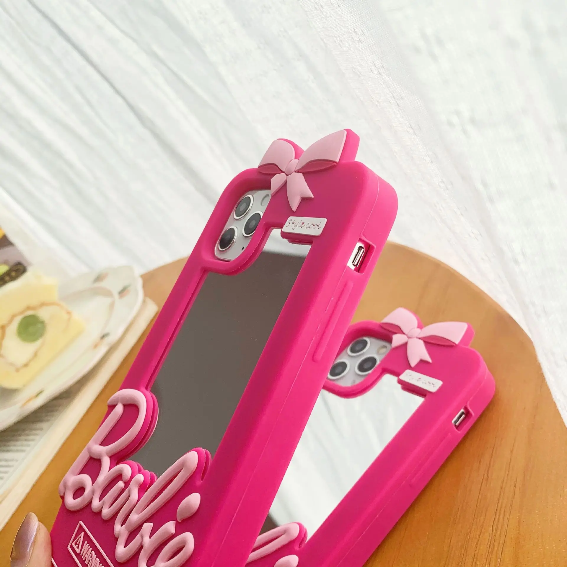 Luxury Girl Lovely Pink Mirror Barbie Cell Phone Case For Phone 14 13 ...
