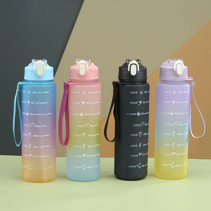 Portable Gradient Color Drinking Water Bottle Set 3pcs - Motivational 3 In 1 2000ml 900ml 280ml ...