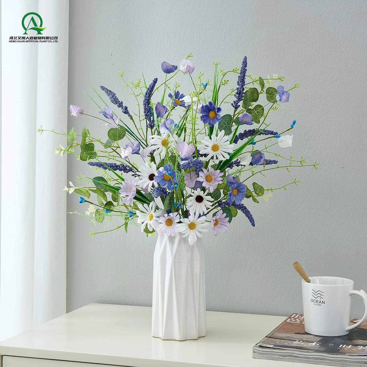 Artificial Spring Flowers Bouquet Colorful Wildflowers Silk Daisy Long ...