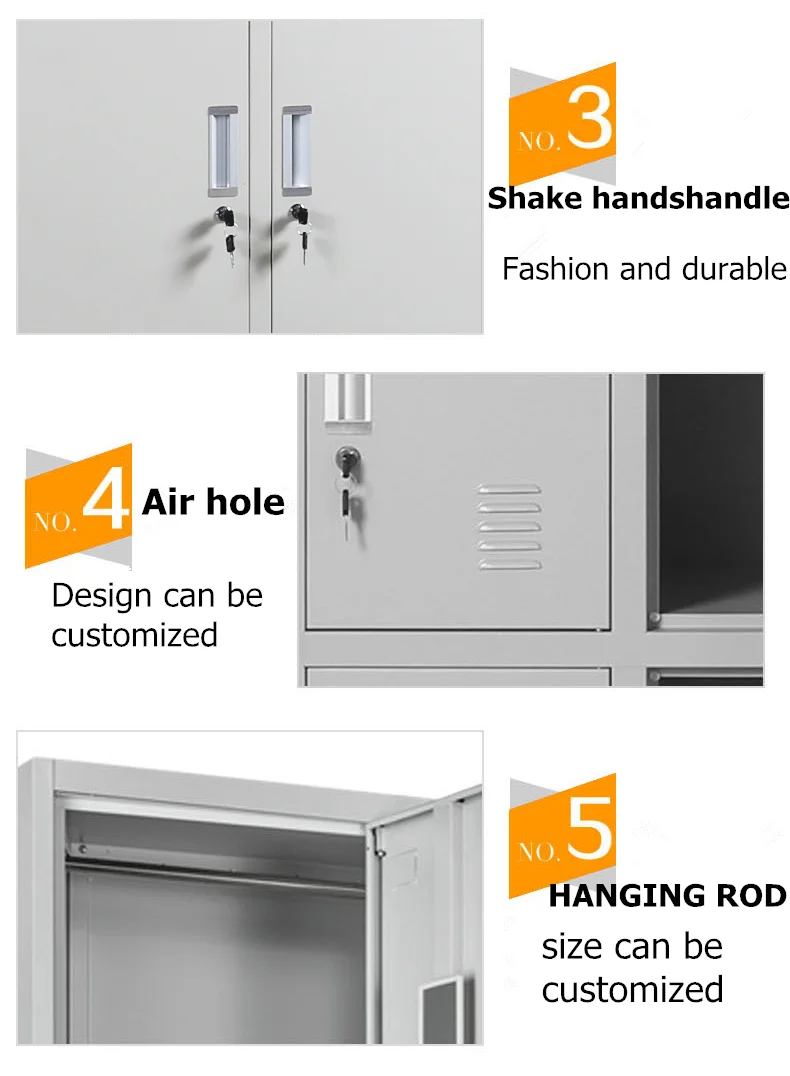 9-Door Key-Locked Steel Storage Locker Knock-Down Structure for Sports ...