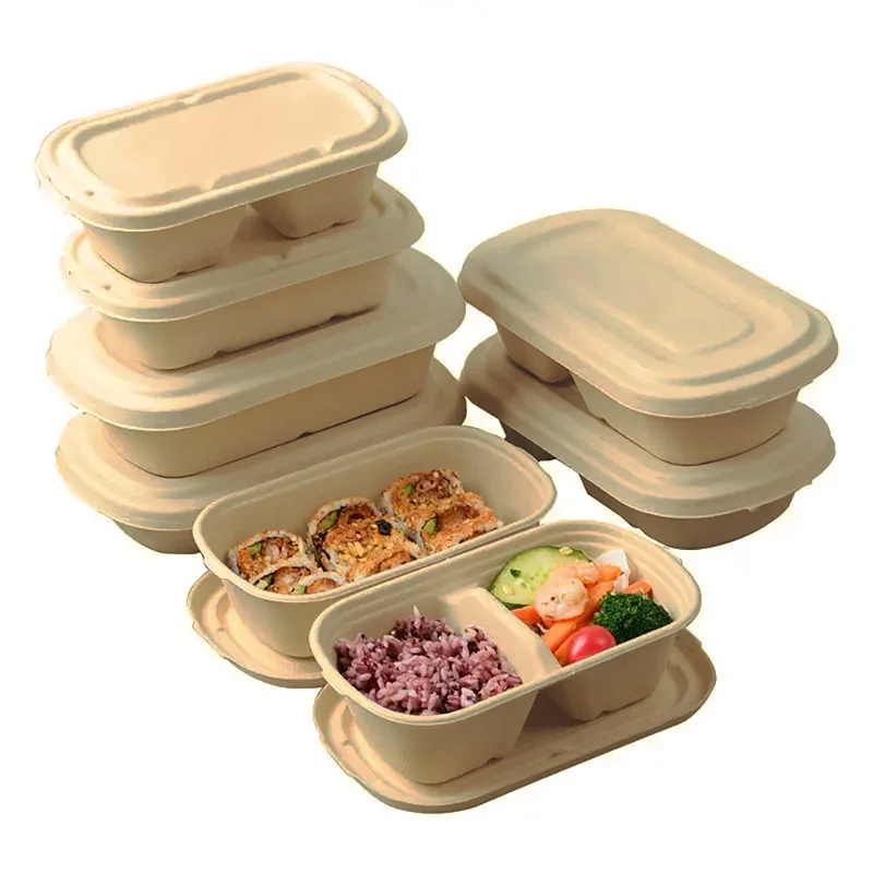 Disposable Meal Prep Food Storage Containers Compostable 22g Bento Box ...