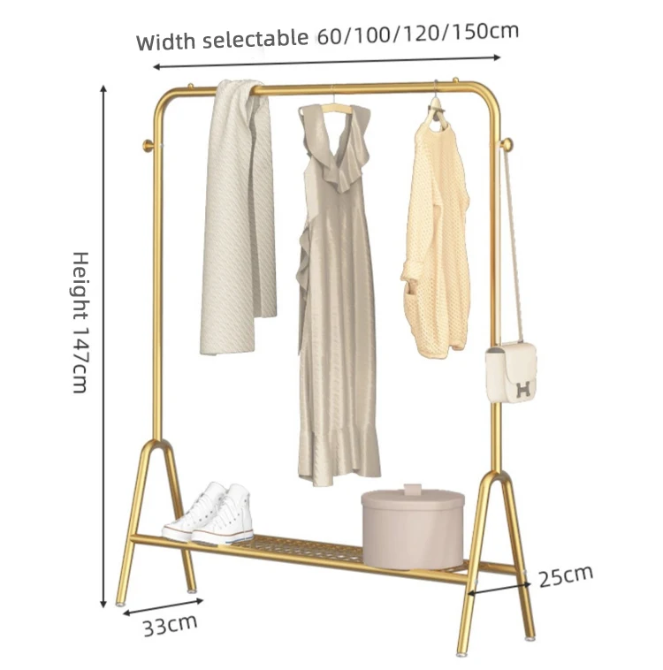 Modern Interior Clothes Racks 150*33*147cm Easy Assembly Carbon Steel ...