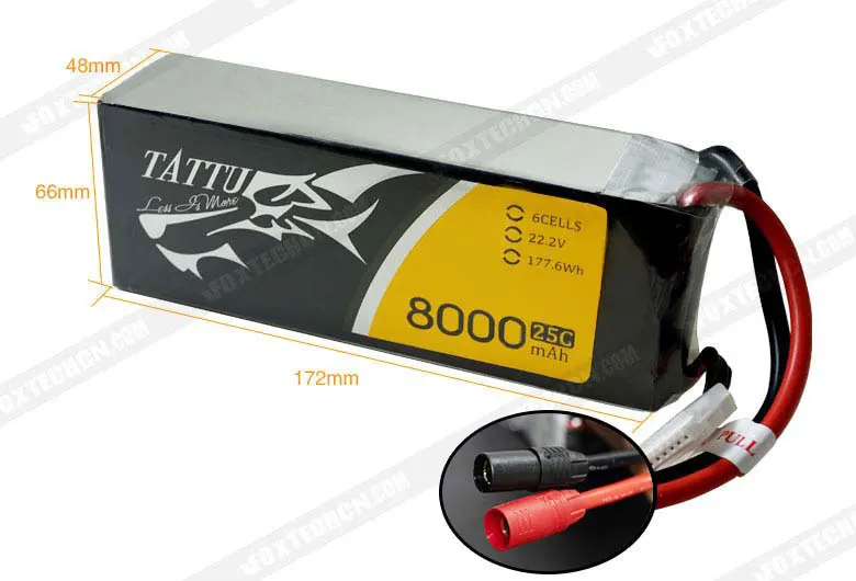 Tattu 22.2v 6s 8000mah 25c Lipo Battery With Amass As150 Discharge Connector Uav Drone Battery ...