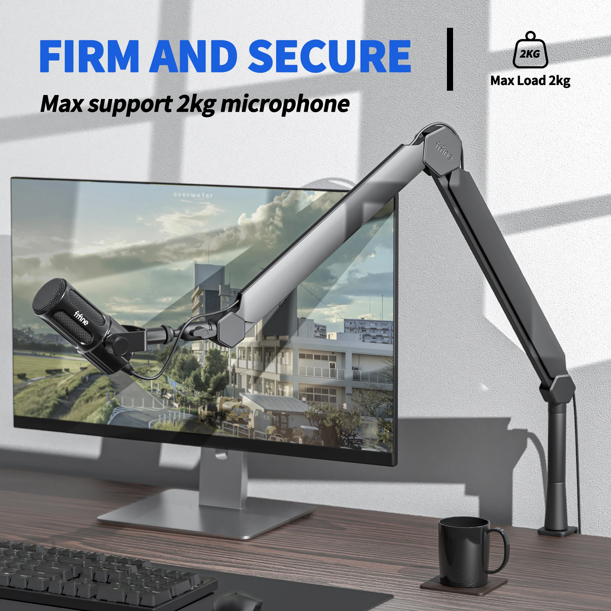 Fifine BM66 Boom Arm Stand - Flexible and Sturdy Microphone Holder