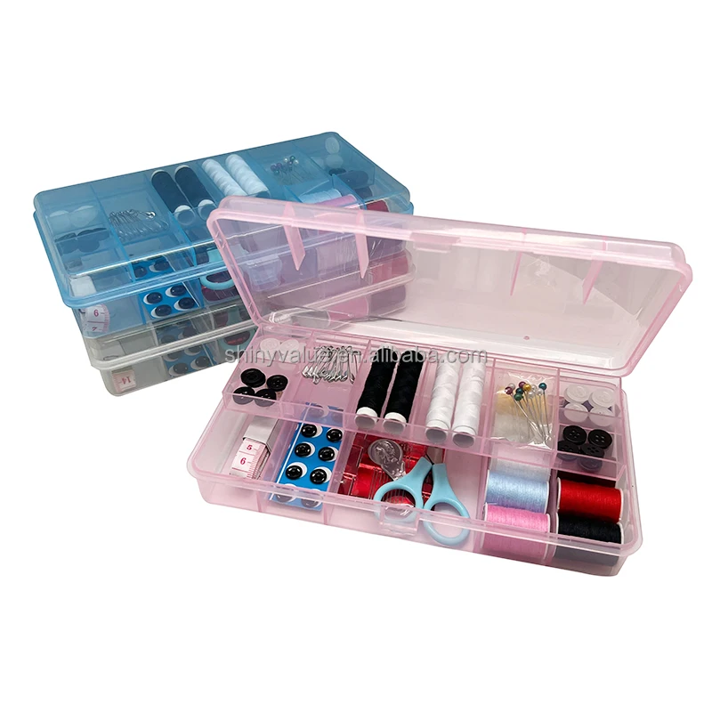 2-Layer Plastic Box Sewing Kit With Multiple Accessories Includes ...