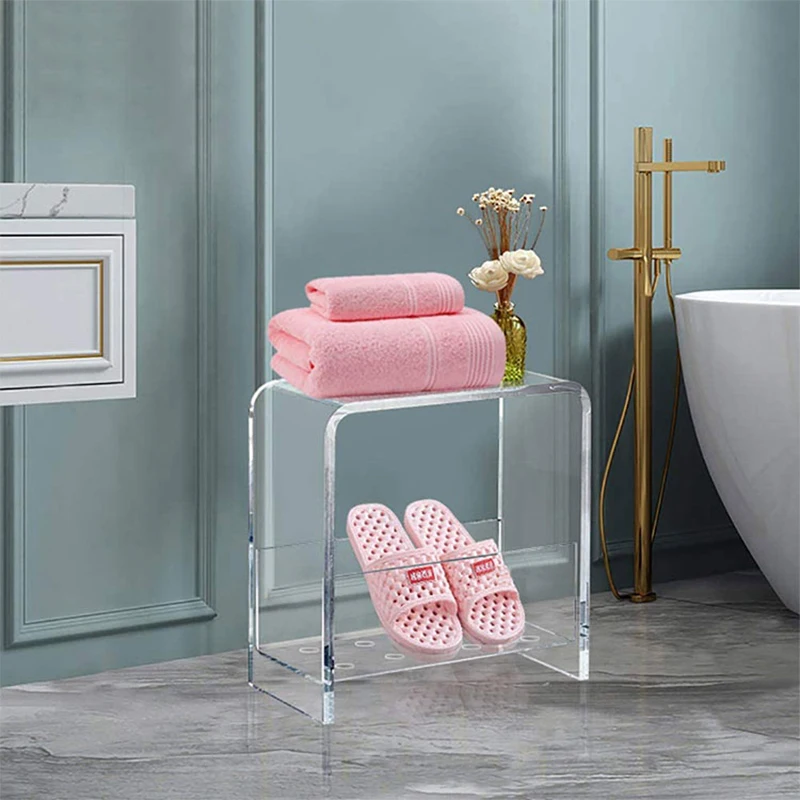 Custom Transparent Acrylic Bathroom Side Table Backless Shower Bench ...