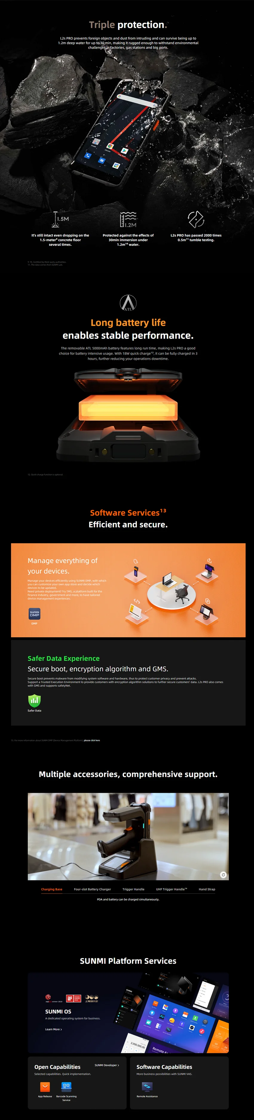 Sunmi L2s Pro Handheld Barcode Scanner PDA with NFC, IP68 Rugged Design ...