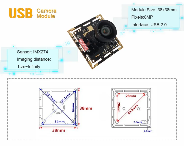 8MP IMX274 Sensor Embedded USB Camera Module - Industrial Grade