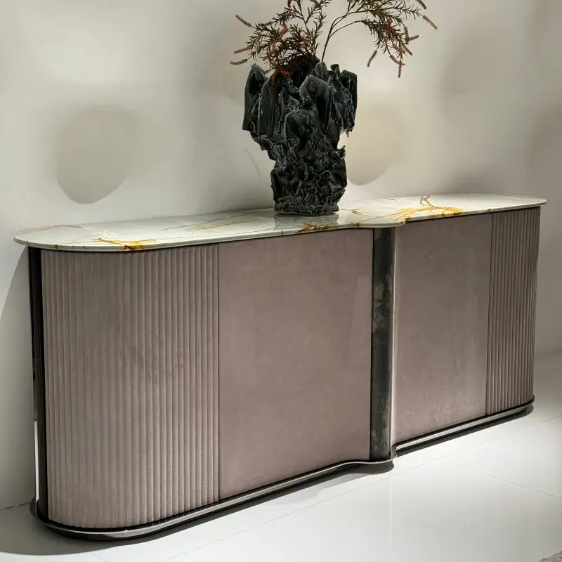 Italian Luxury Living Room Furniture Oval Shape Marble Top Sideboard ...