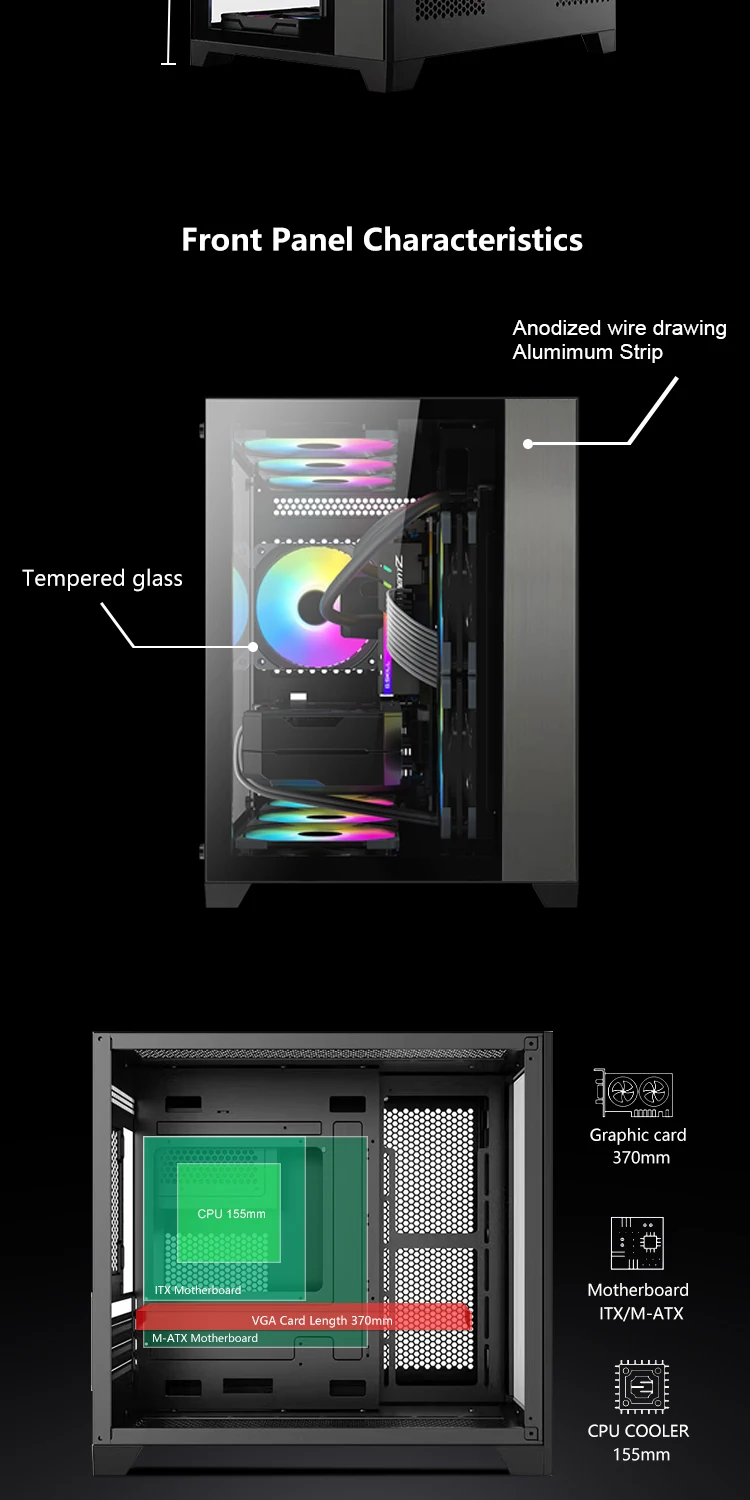 C270 Tempered Glass Matx Computer Case - Gaming PC Cabinet