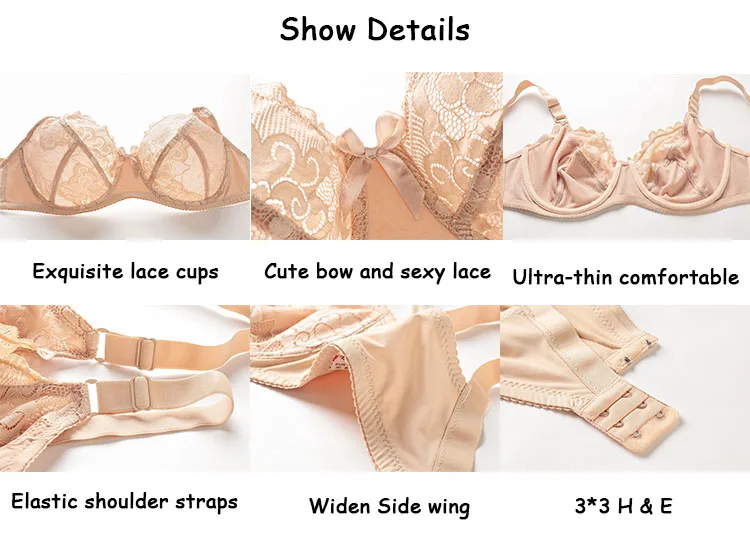 Women Underwire Bralette Underwear Lace E Cup Plus Size Bra And Panty ...
