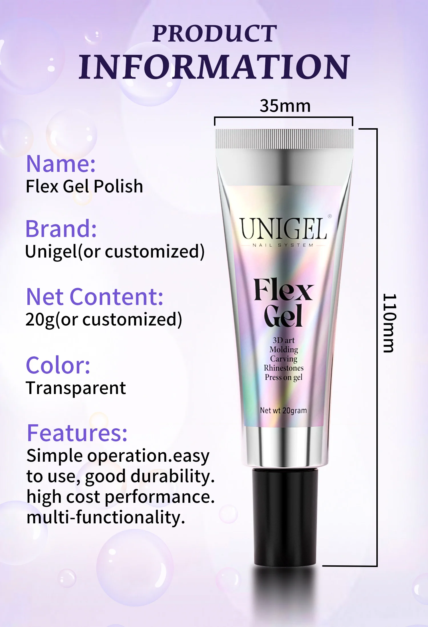 Unigel Upgraded Original Design Factory Price Nail Salon Private Label Nail Tips Flex Gel for ...