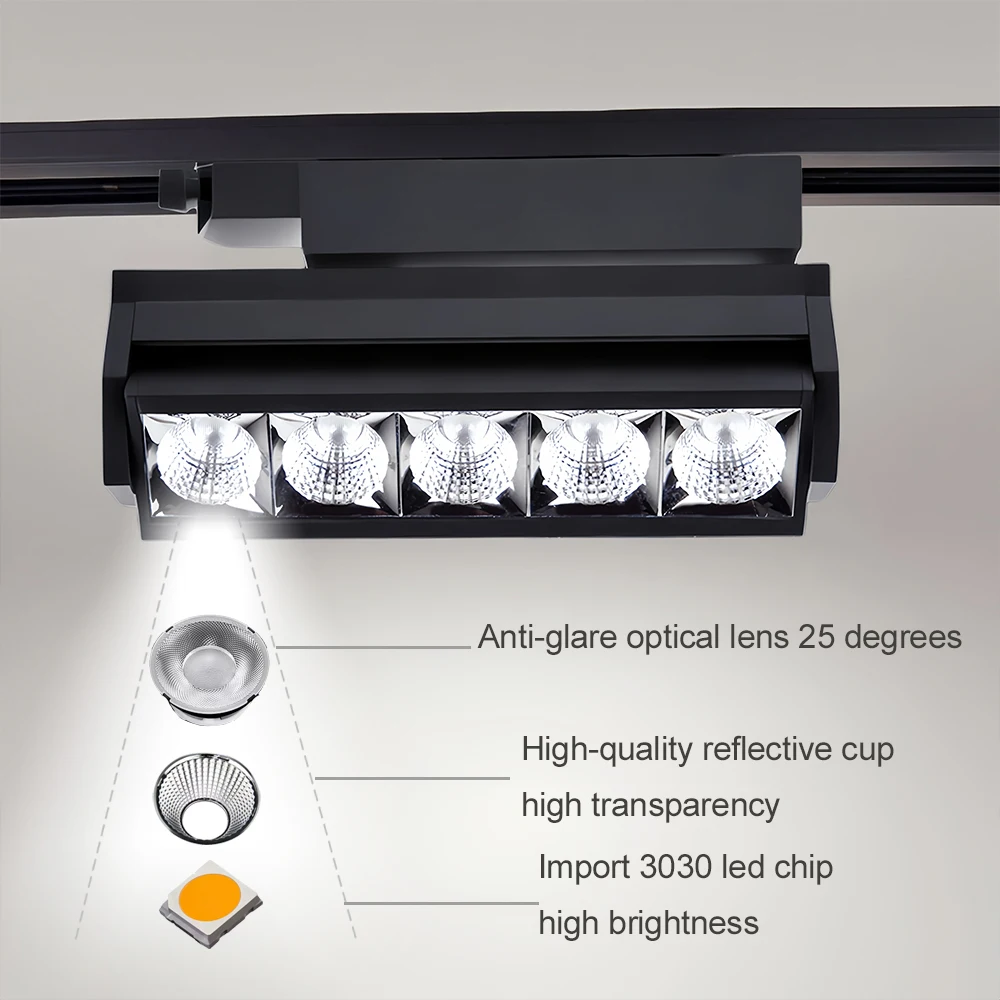 Modern Aluminum 30W SMD 2835 LED Linear Track Light Adjustable 85-265V ...