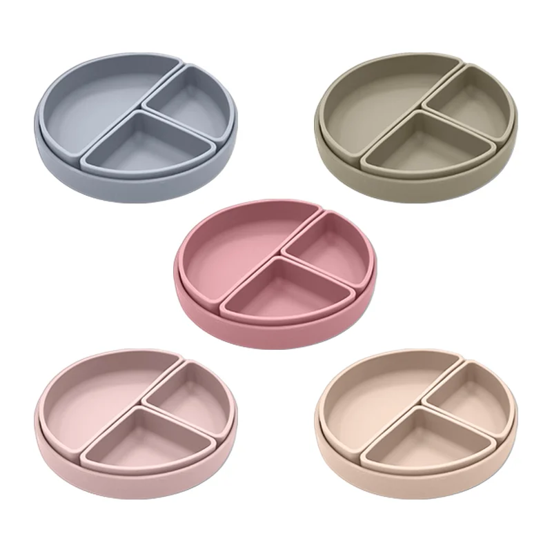 Toddler Silicone Suction Plate Divided Bpa-free Baby Led Weaning Plate ...
