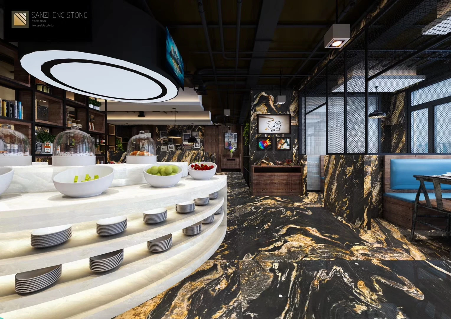 Granito Gold - Golden Cosmos Slab for Hotel & Villa Decor