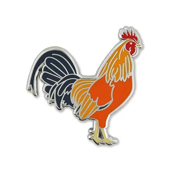 Custom Metal Crafts Lapel Pin Factory Animal Rooster Hen Enamel Pin ...