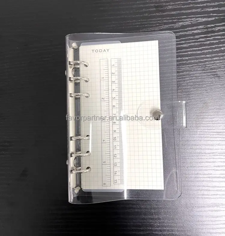 Personal Size Clear PVC Ring Binder Set Divider Ruler 6 Hole Paper Set ...