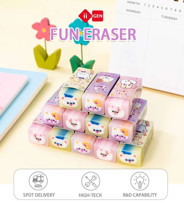 IIGEN Animal Sandwich Rubber Cartoon Design Erasers Cute Novelty Custom ...