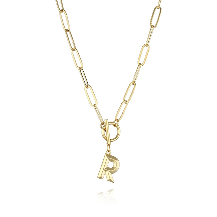 18k Gold Plated Necklace Set Pendant Jewelry A-z Alphabet Initial Charm ...