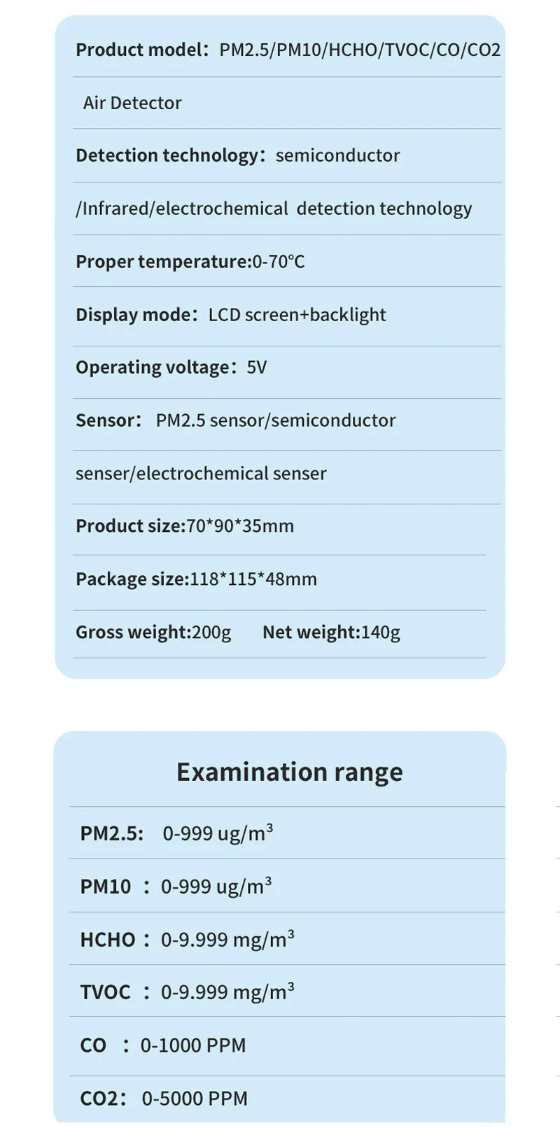 Handhold Temperature Humidity Digital Meter Carbon Dioxide Monitor Environmental Sensors Pm2.5 ...