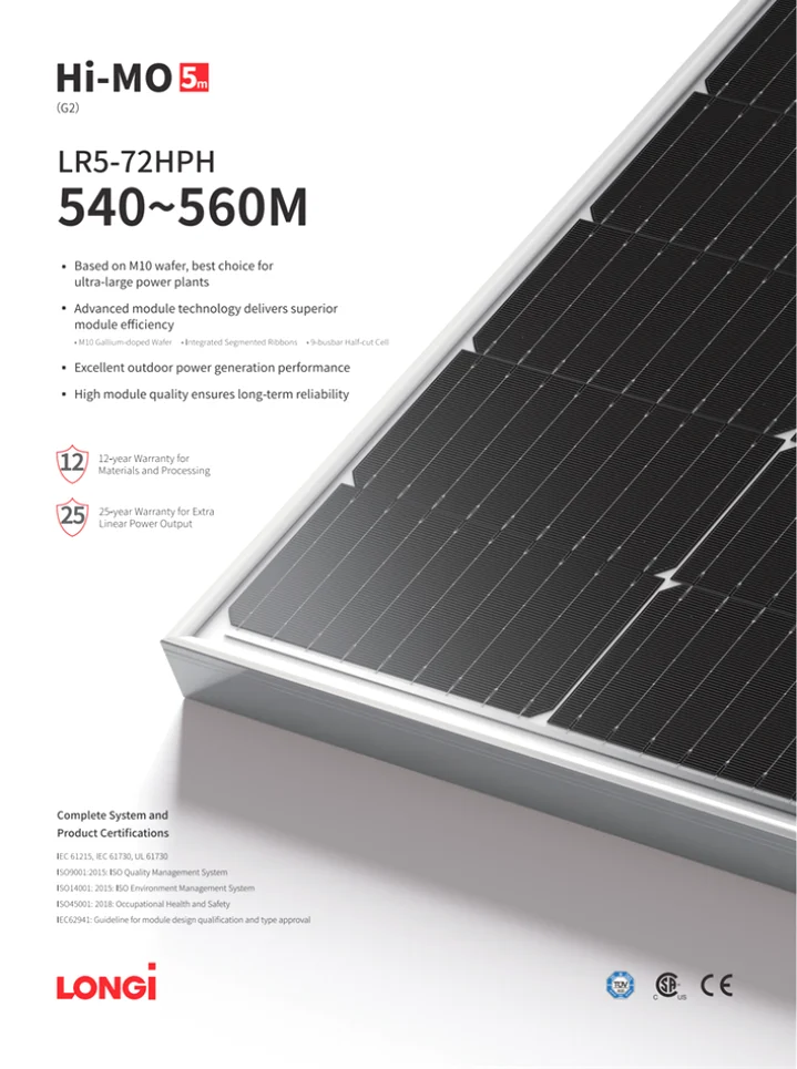 Longi Energy Storage On Grid 540w 545w 550w 555w 560w Solar Panels For ...