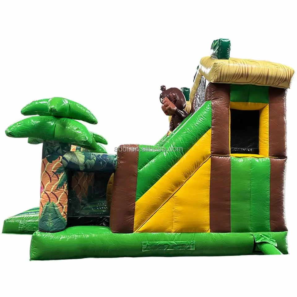 3D Inflatable Tropical Jungle Jumping Castle Combo with Double Slide ...