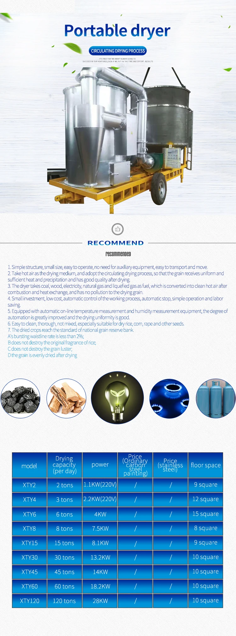 Xty30 Mobile Paddy Dryer Machine Agriculture Automatic Grain Dryer For ...