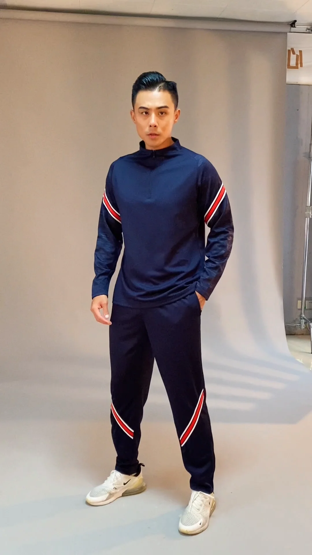 Black Stripes Soccer Training Suit Customized Football Team Logo ...